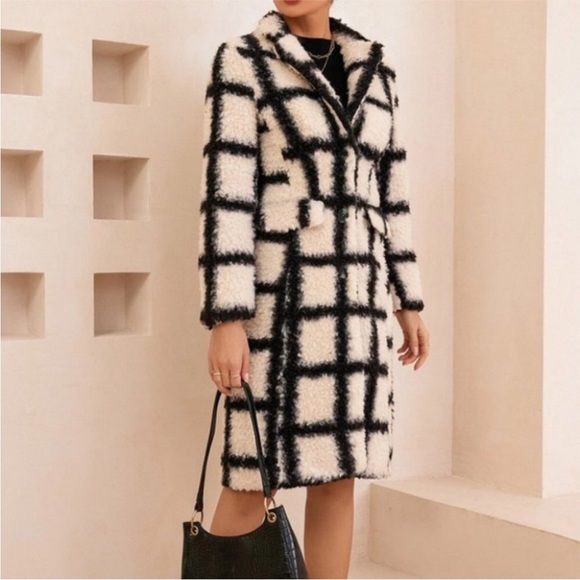 Jackets & Coats | New Gorgeous Grid Pattern Teddy Coat | Poshmark